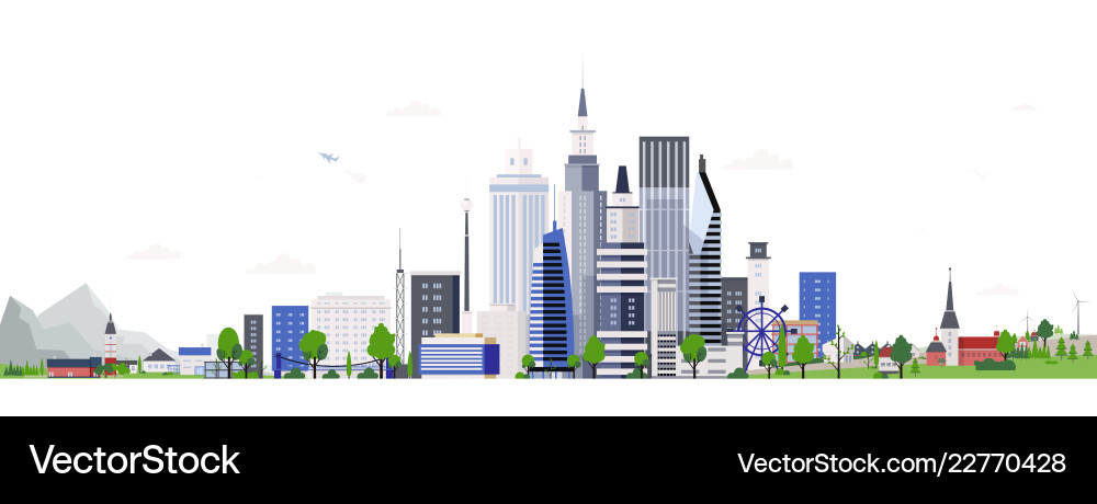 Horizontal landscape with modern tall buildings Vector Image
