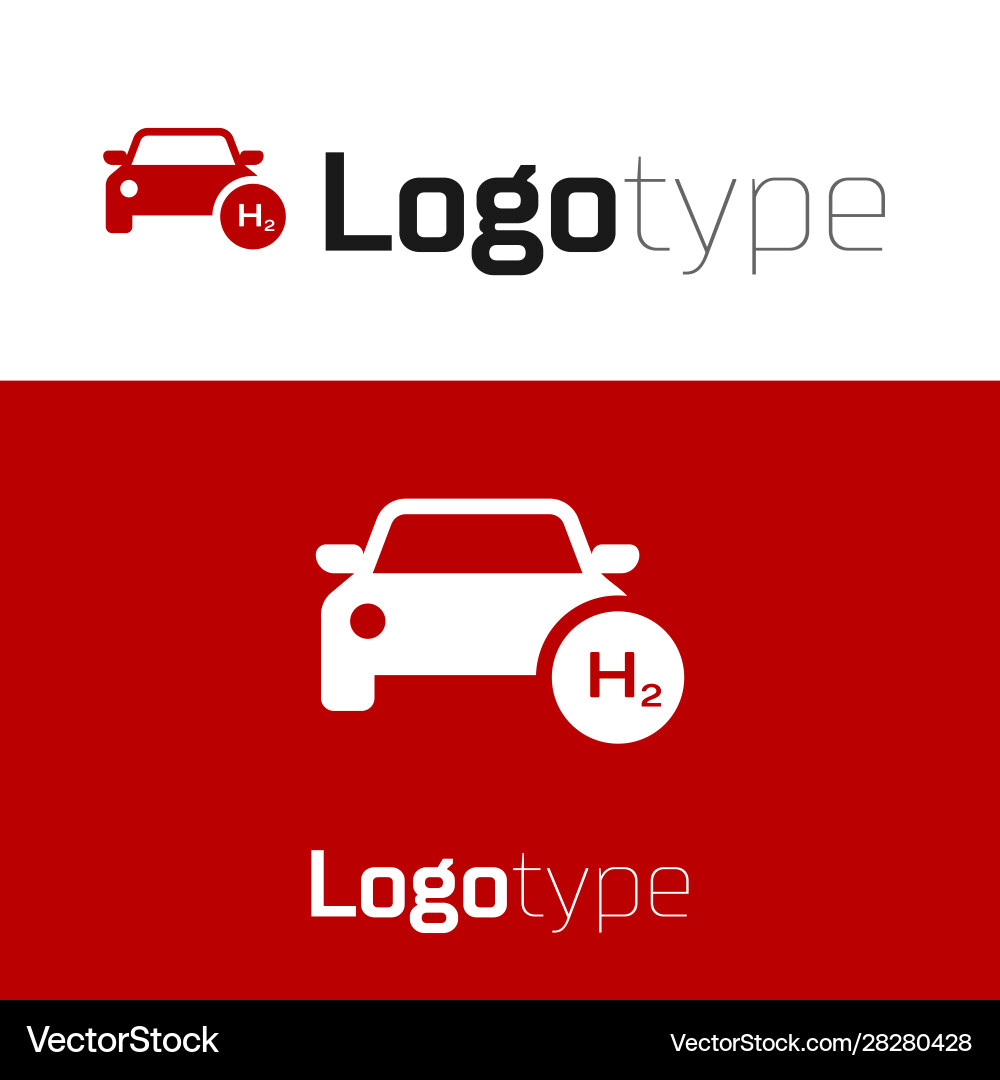 Red hydrogen car icon isolated on white background