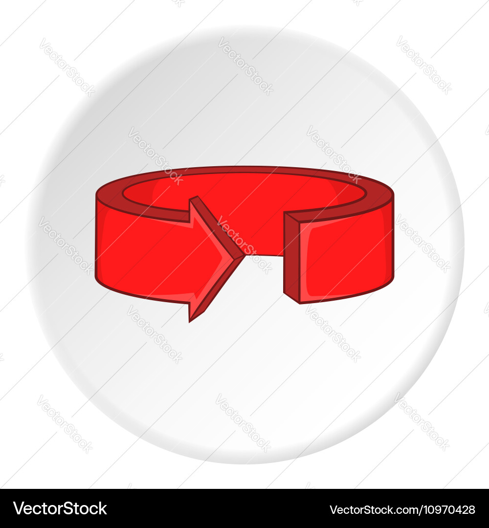 Red round arrow icon cartoon style Royalty Free Vector Image