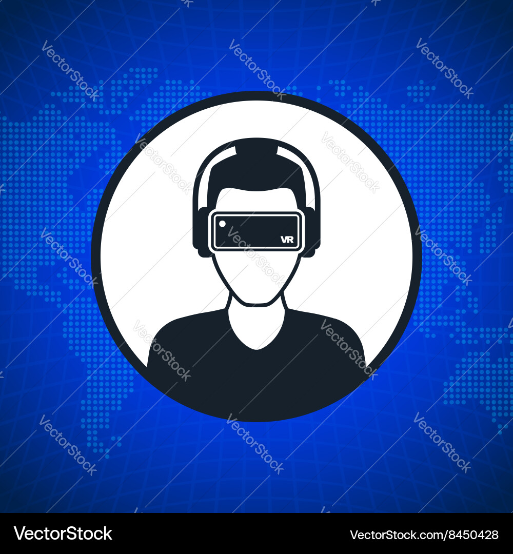 Virtual reality icon men with glasses and headset Vector Image
