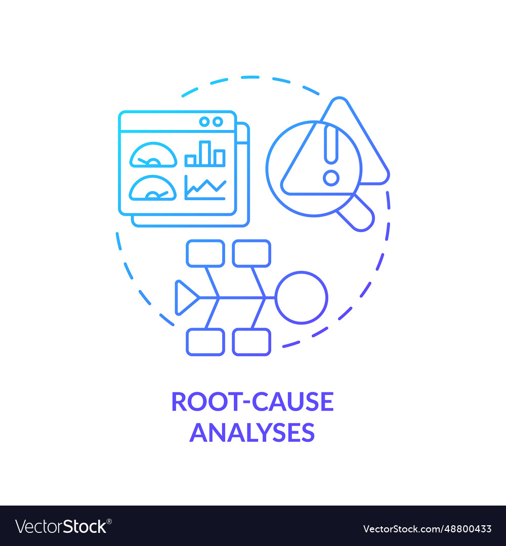 2d Gradient Thin Linear Icon Root Cause Analysis Vector Image