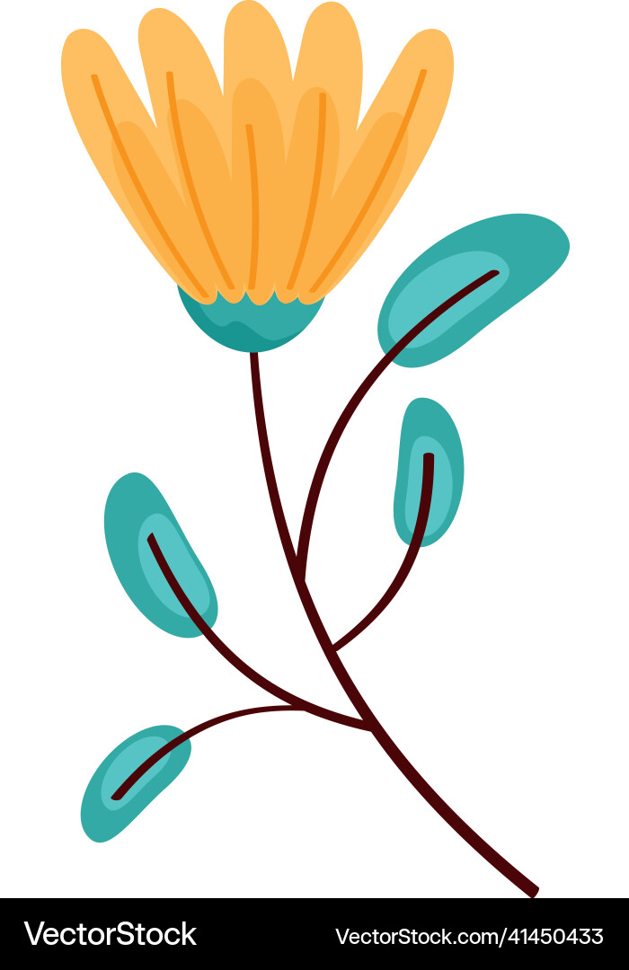 Branch with cute yellow flower Royalty Free Vector Image