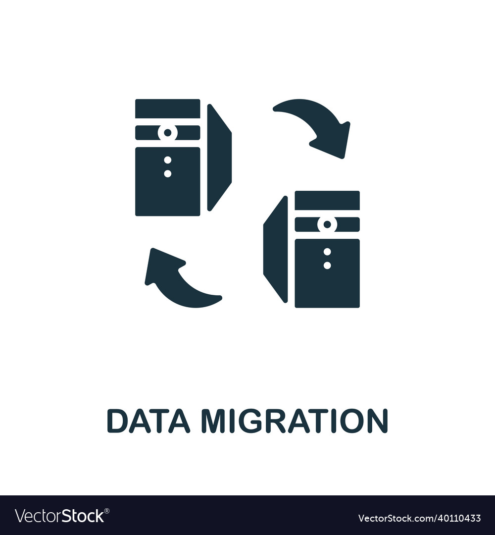 Data migration icon monochrome sign from Vector Image