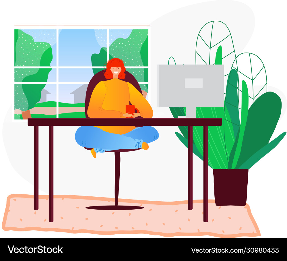 Girl on self-isolation during quarantine Vector Image