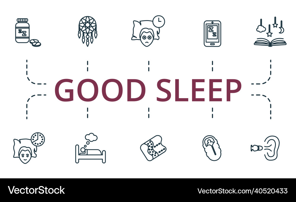Good sleep icon set collection of simple elements Vector Image