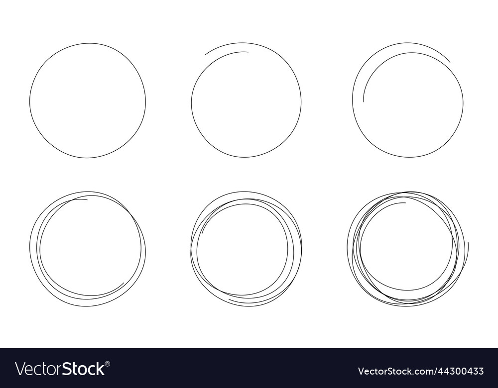 Hand drawing circle line sketch set art design Vector Image