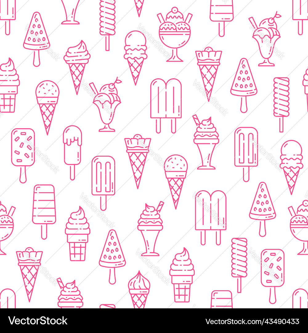Ice cream frozen sundae popsicle seamless pattern Vector Image