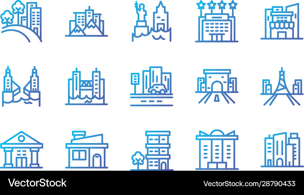 Isolated city buildings icon set design Royalty Free Vector