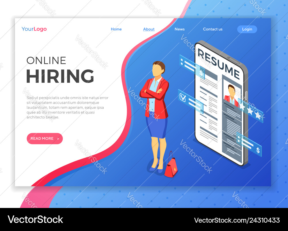 Isometric employment and hiring concept Royalty Free Vector