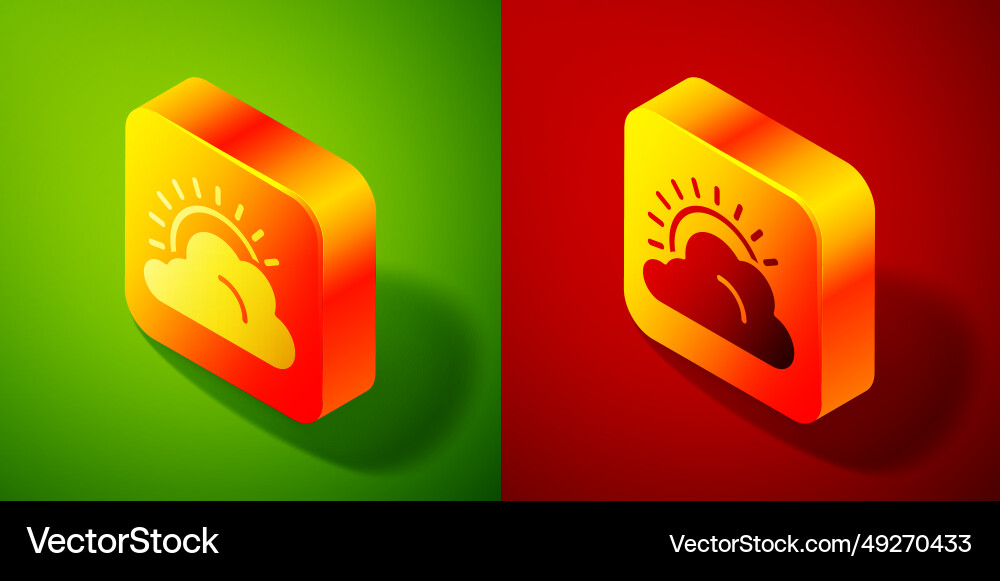 Isometric sun and cloud weather icon isolated Vector Image