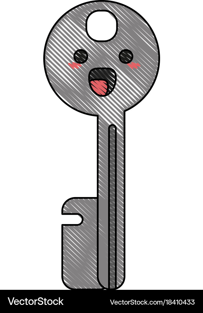 Key happy cartoon character icon image Royalty Free Vector