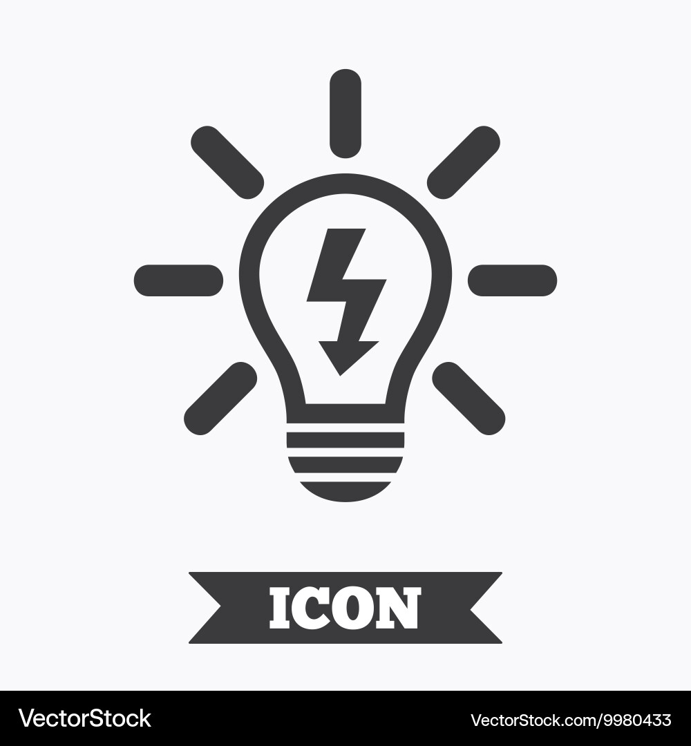 Light lamp sign icon bulb with lightning symbol Vector Image