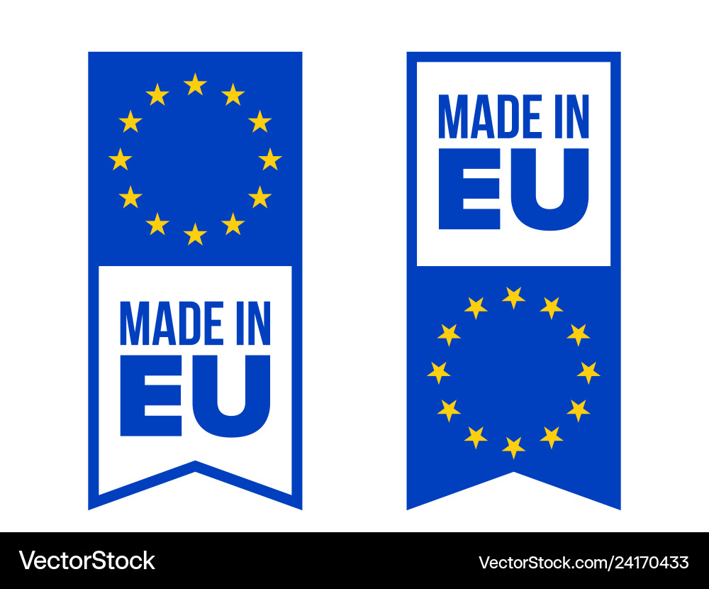 Made in eu quality certificate label with europe Vector Image
