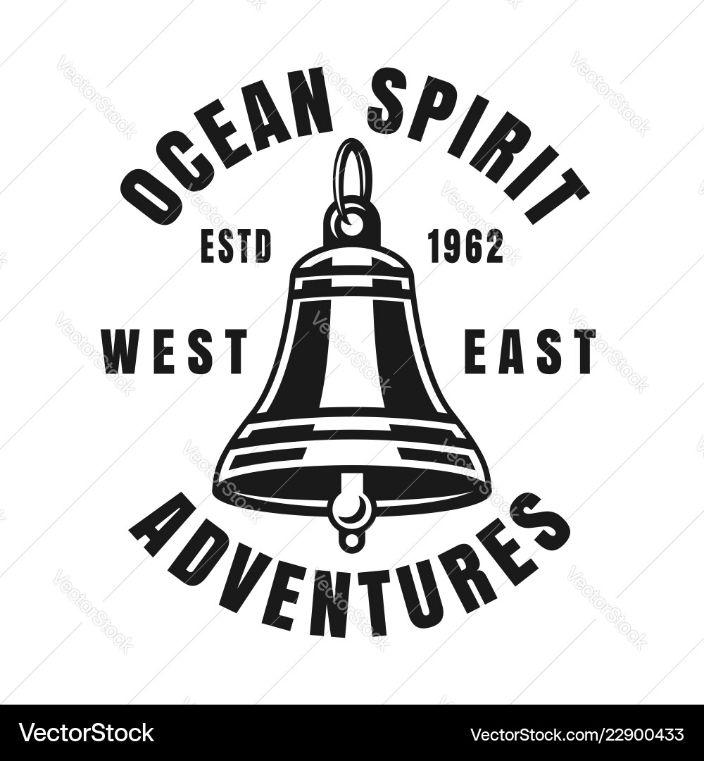 Nautical ship bell vintage black emblem Royalty Free Vector