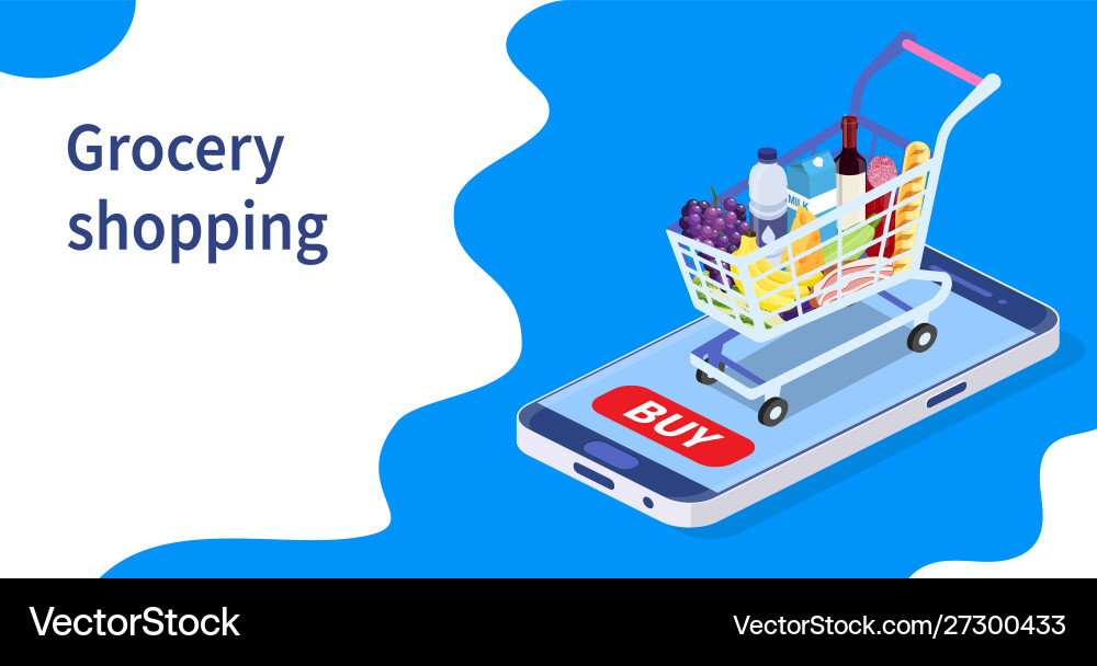 Online grocery shopping concept Royalty Free Vector Image