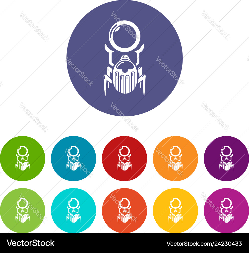 Scarab icons set color Royalty Free Vector Image