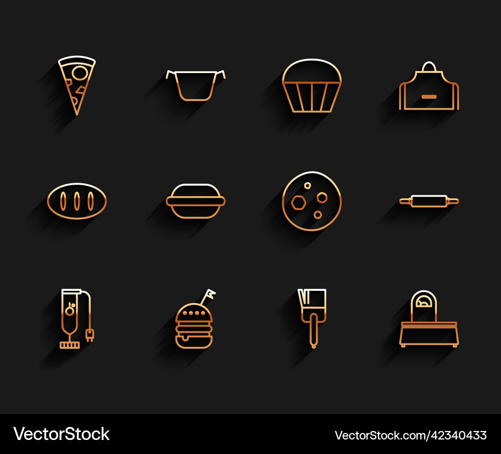 Set line blender burger slice of pizza kitchen Vector Image