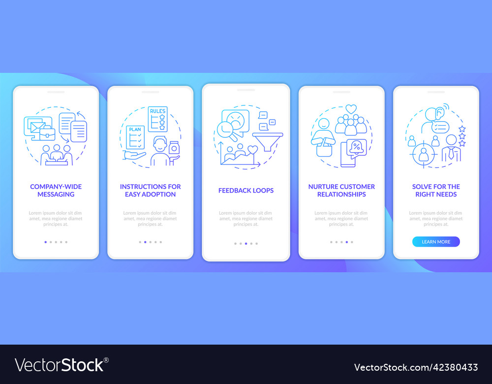 Solving for customer needs blue gradient Vector Image