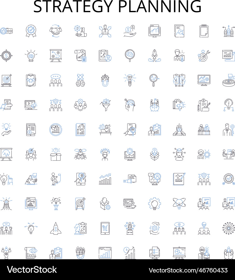 Strategy planning outline icons collection Vector Image