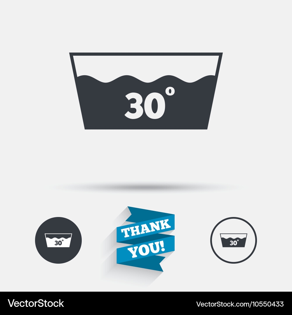Wash icon machine washable at 30 degrees symbol Vector Image