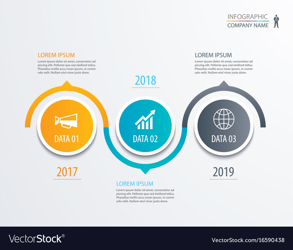3 circle timeline infographic template business Vector Image