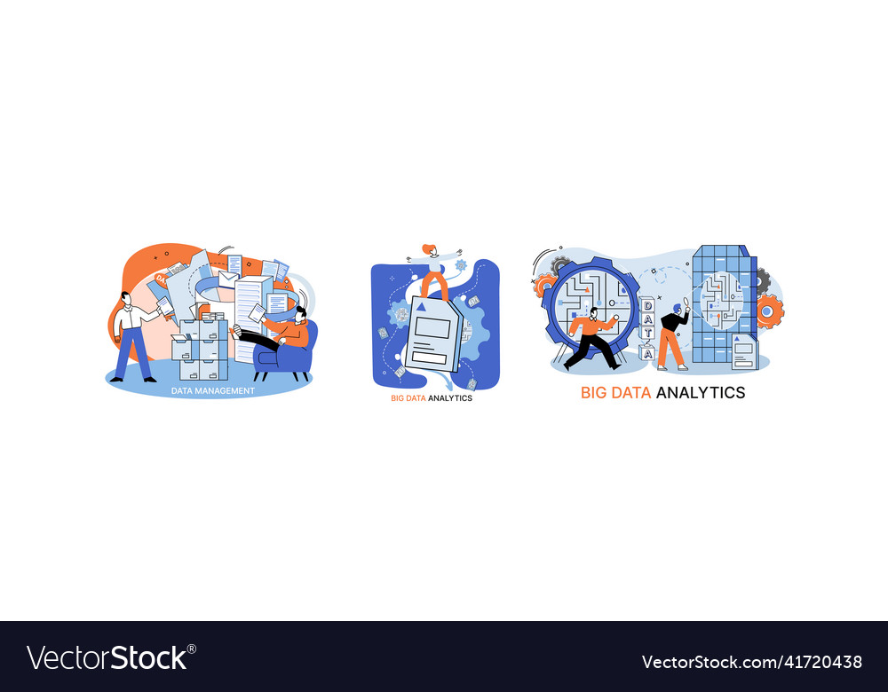 Big data analytics process of analyzing complex Vector Image