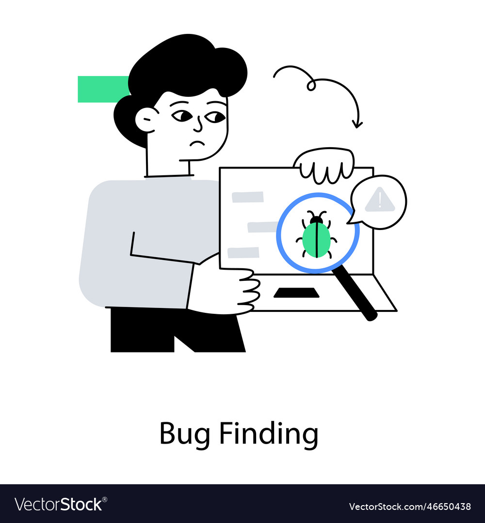 Bug finding Royalty Free Vector Image - VectorStock