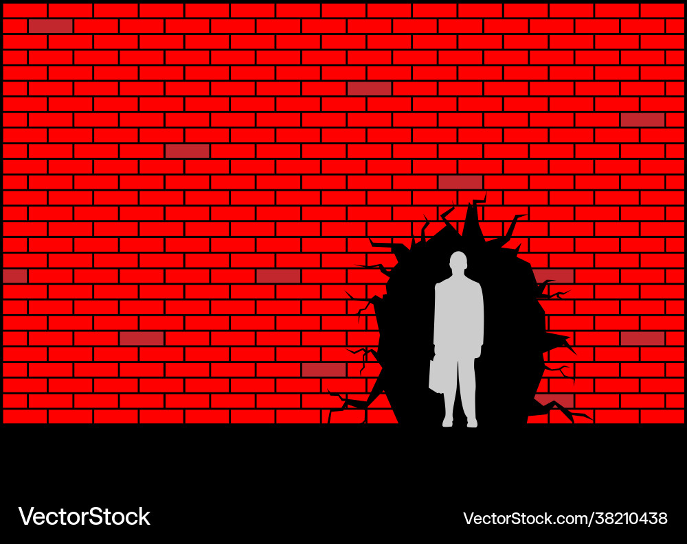 Businessmen and wall holes Royalty Free Vector Image
