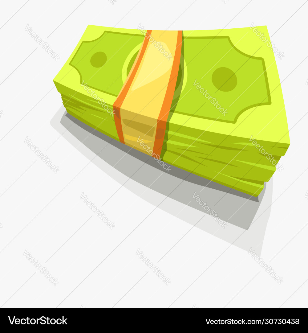 Cartoon pack green money Royalty Free Vector Image