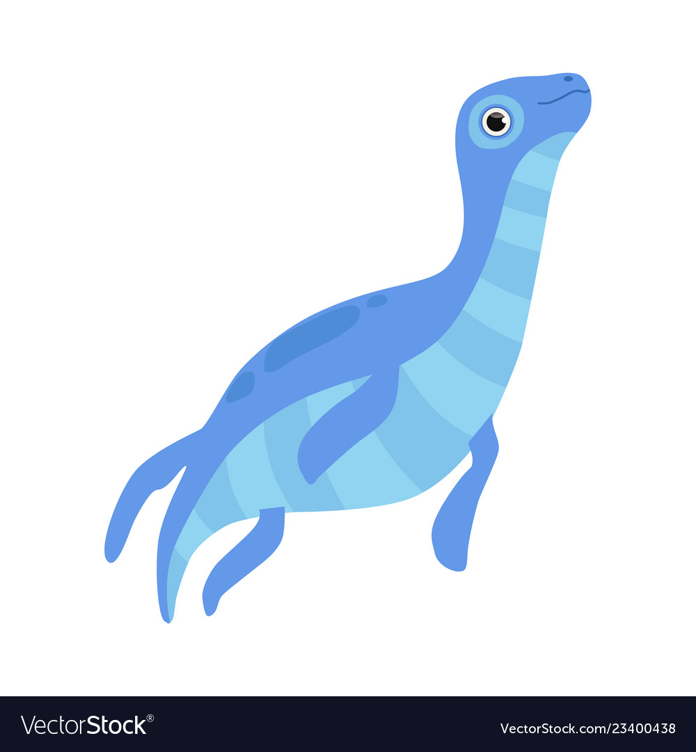 Cute blue swimming dinosaur funny baby dino Vector Image