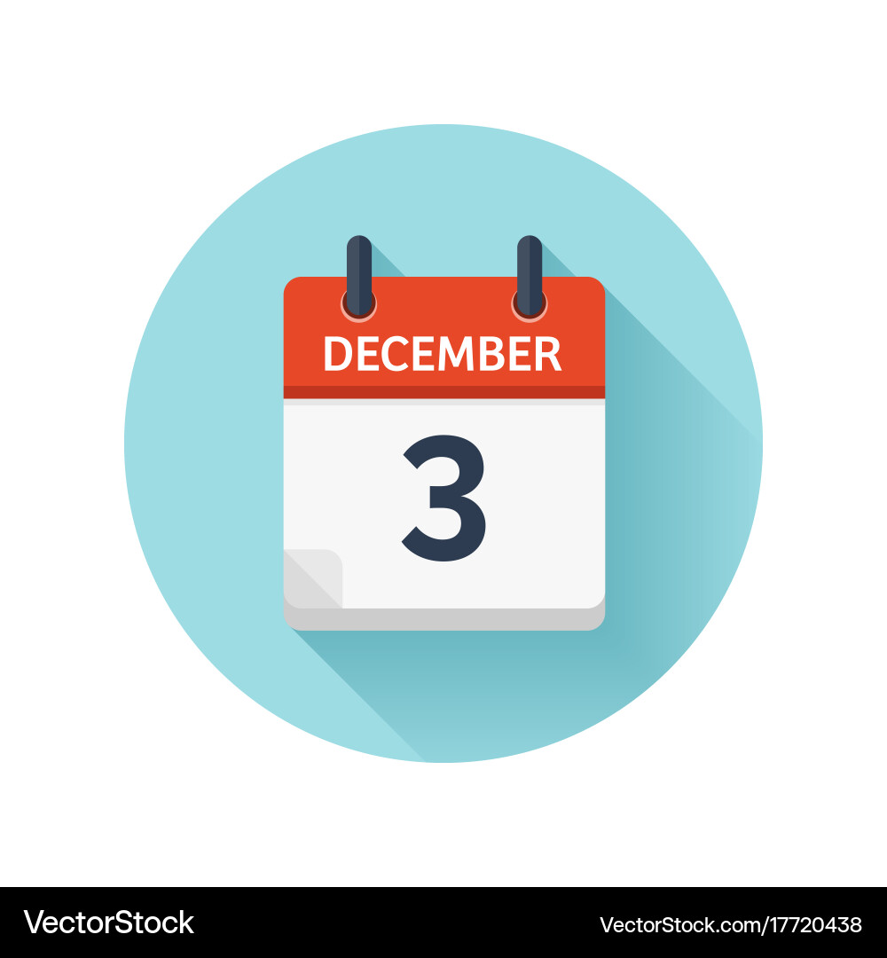 December 3 flat daily calendar icon date Vector Image