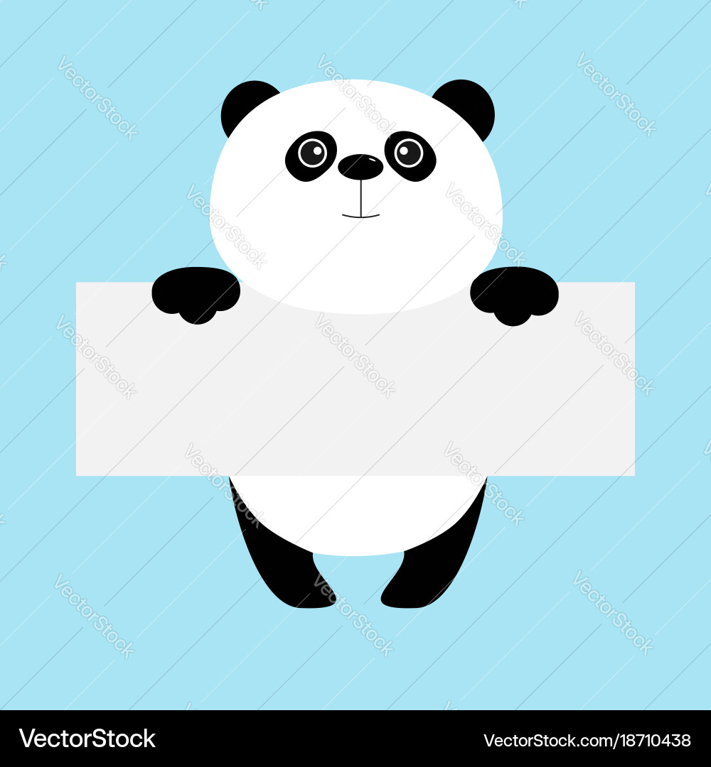 Funny panda bear hanging on paper board template Vector Image