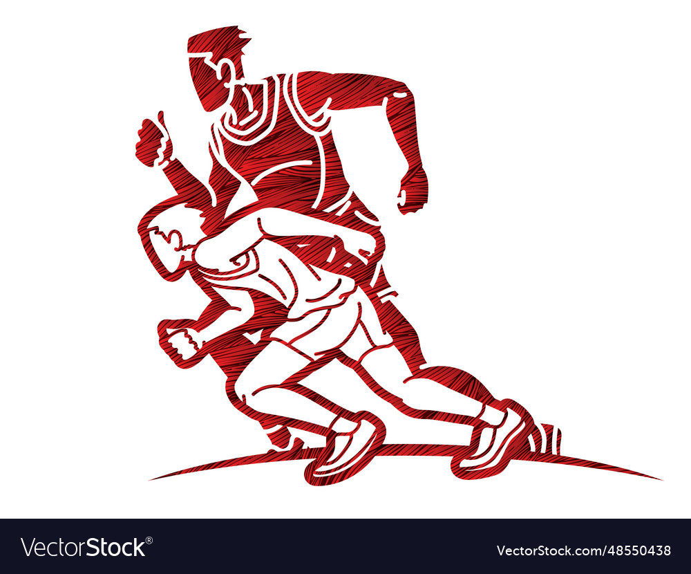 Group of runner action start running men run Vector Image
