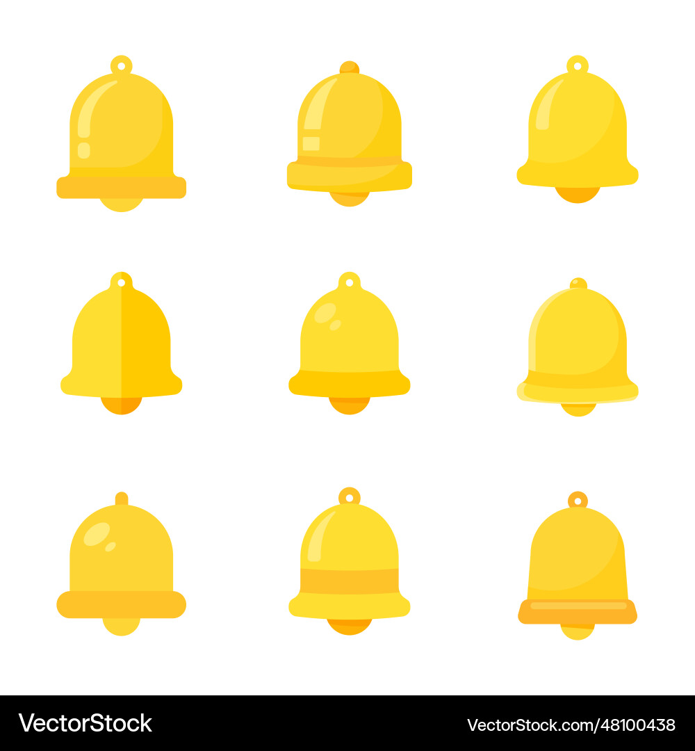 Notification the golden bell vibrating loudly Vector Image