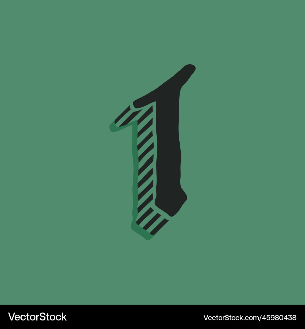 Number one blackletter style logo with shadow Vector Image