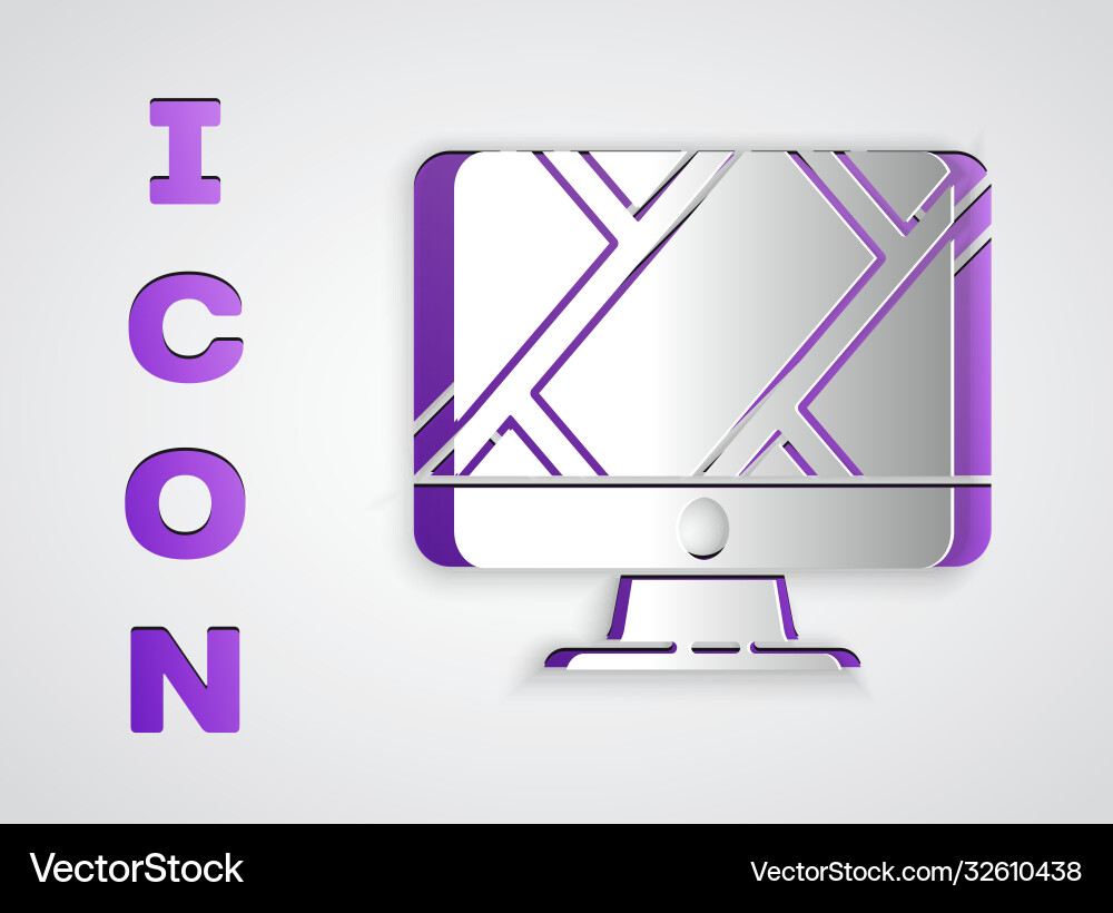Paper cut computer monitor and folded map Vector Image