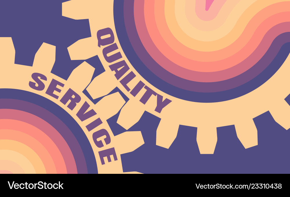 Quality and service text on the gears Royalty Free Vector