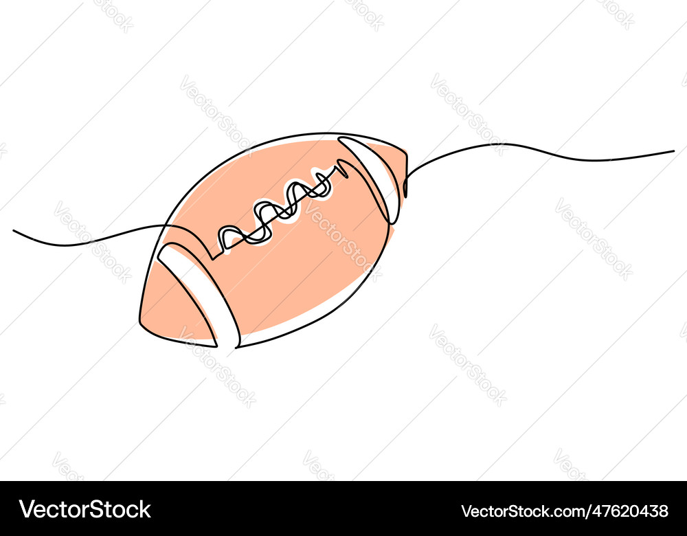Rugby ball one line drawing continuous hand drawn Vector Image