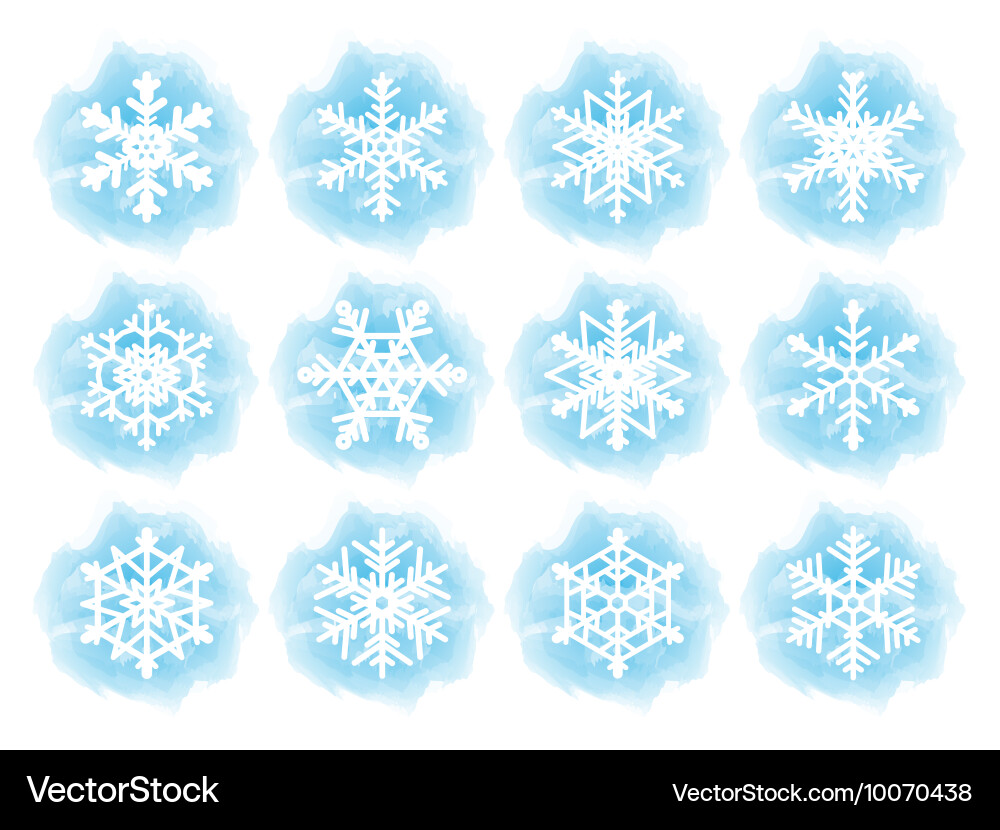 Set of flat snowflake icons Royalty Free Vector Image