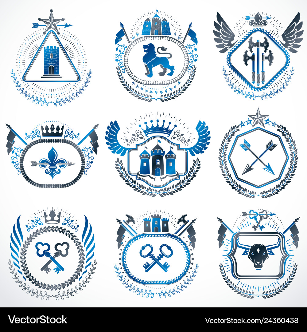 Set of old style heraldry emblems vintage Vector Image