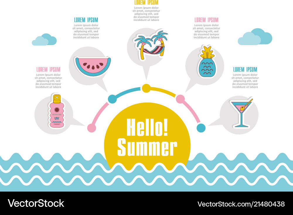 Summer icon summertime vacation infographics Vector Image