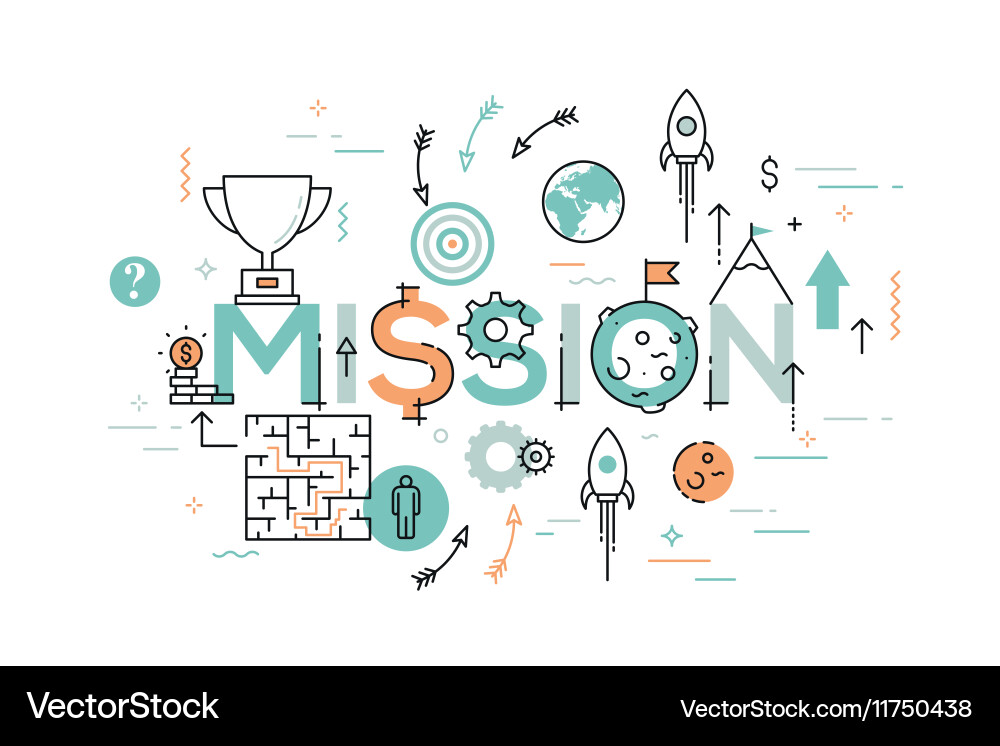 Thin line flat design banner business mission Vector Image