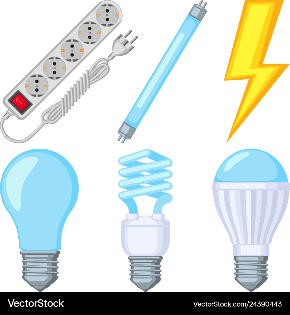 6 colorful cartoon electric elements set Vector Image