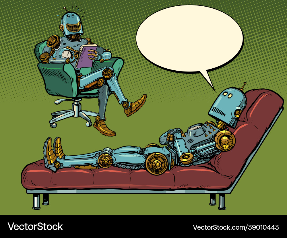 A robot psychotherapist at psychotherapy session Vector Image