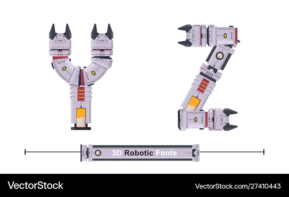 Alphabet typography font 3d robot style in a set Vector Image