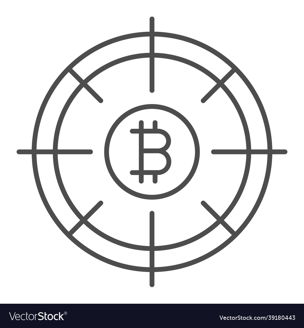 Bitcoin aim thin line icon cryptocurrency concept Vector Image