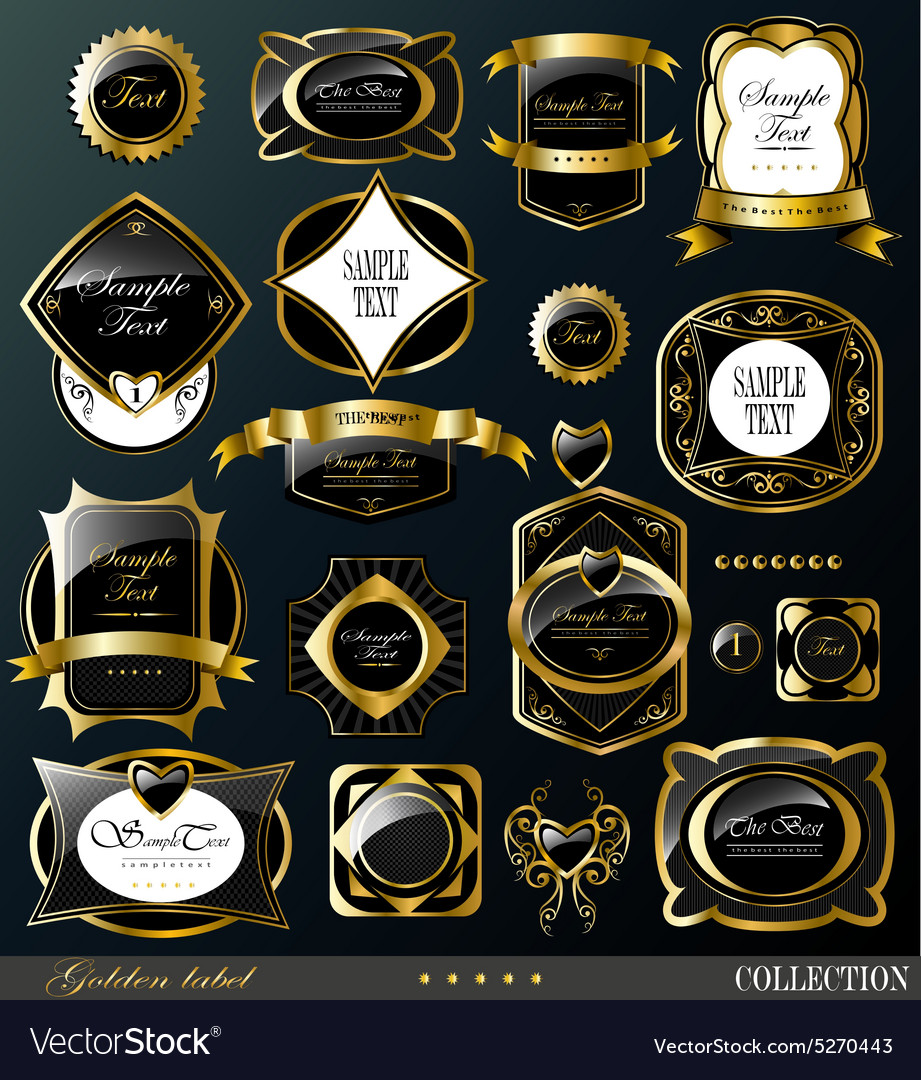 Black gold labels Royalty Free Vector Image - VectorStock