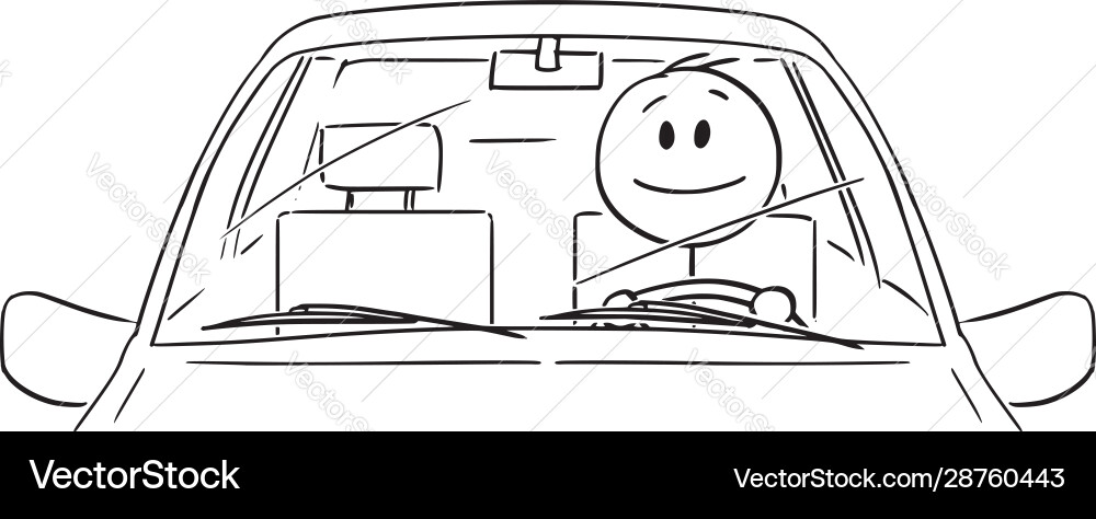 Cartoon happy smiling man or driver driving Vector Image