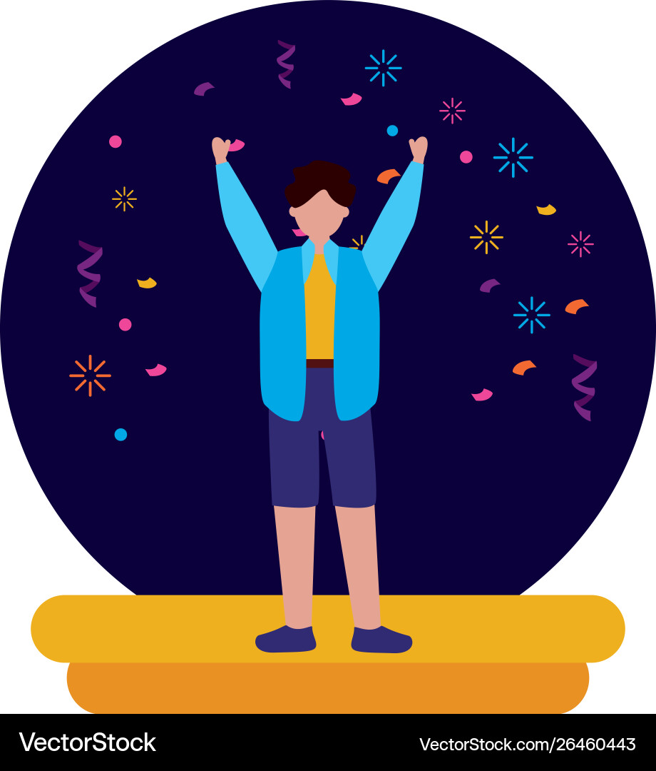 Celebrating man character party confetti Vector Image