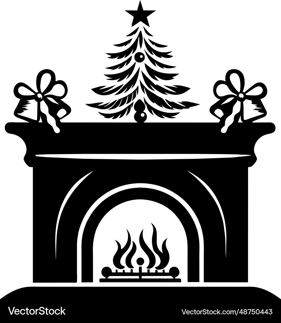 Christmas fireplace icon Royalty Free Vector Image